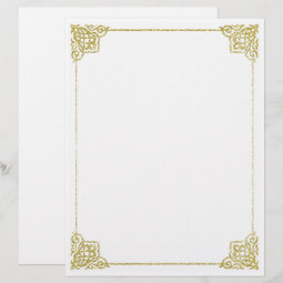 Gold and white stationery Writing paper 8,5x11 | Zazzle