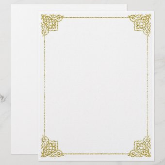 Gold and white stationery Writing paper 8,5x11 | Zazzle