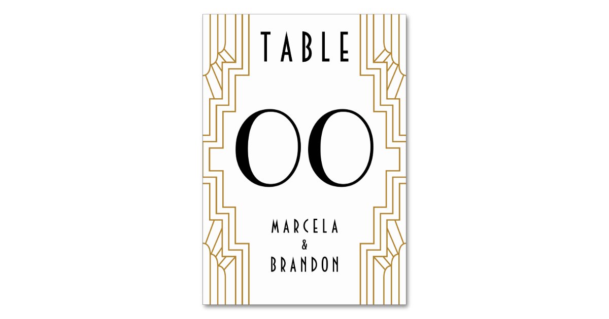 Gold and White Table Number Card | Zazzle.com