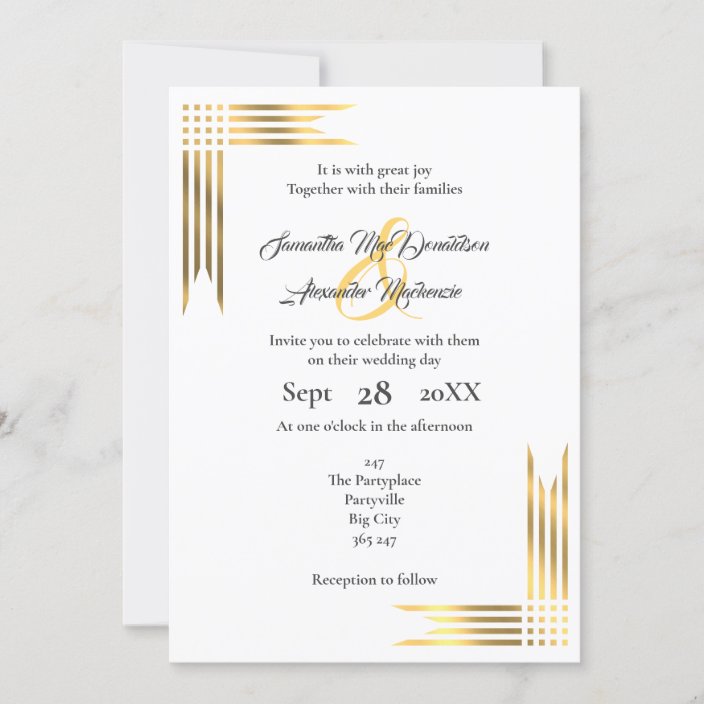 Gold and white wedding invitation | Zazzle.com