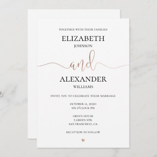 Gold and white wedding invitation. Simple invite | Zazzle