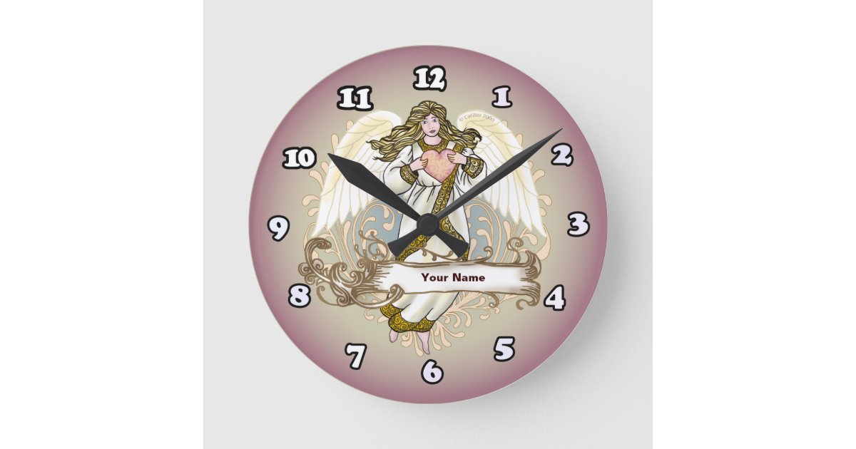 Gold Angel Heart clock | Zazzle