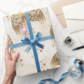 Gold Angel Wings & Stars Gift Wrap Paper | Zazzle