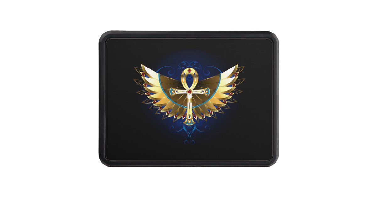 Gold Ankh with Wings Hitch Cover | Zazzle