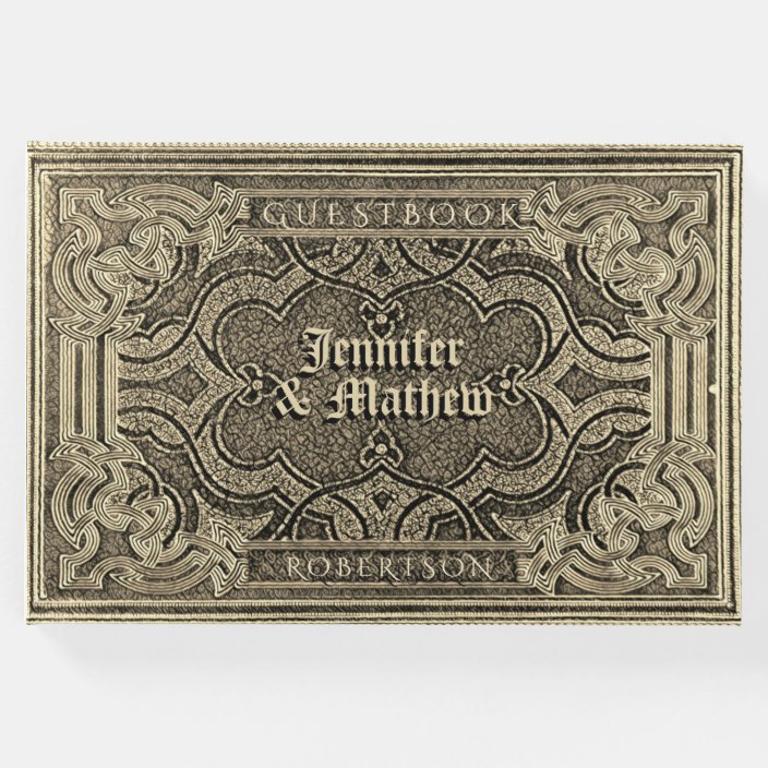 Gold Antique Look Guest Book | Zazzle.com