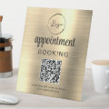 Gold Appointment Booking QR Code Business Pedestal Sign | Zazzle