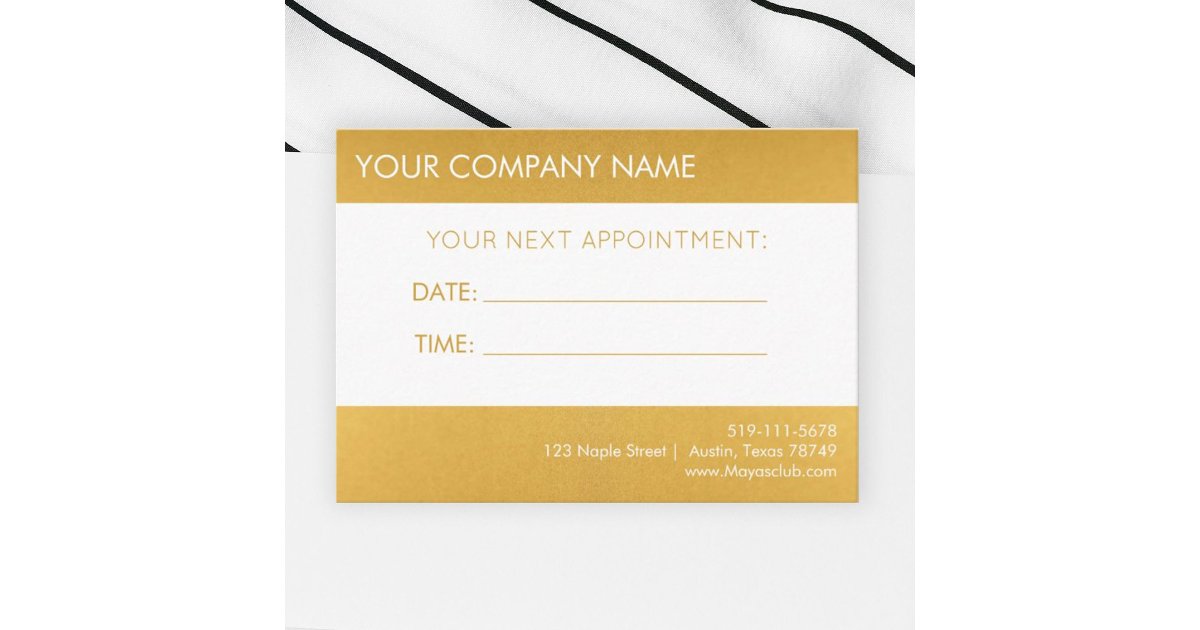 Gold Appointment Reminder Card | Zazzle