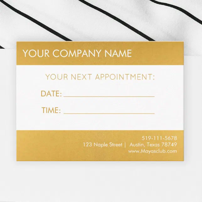 Gold Appointment Reminder Card | Zazzle