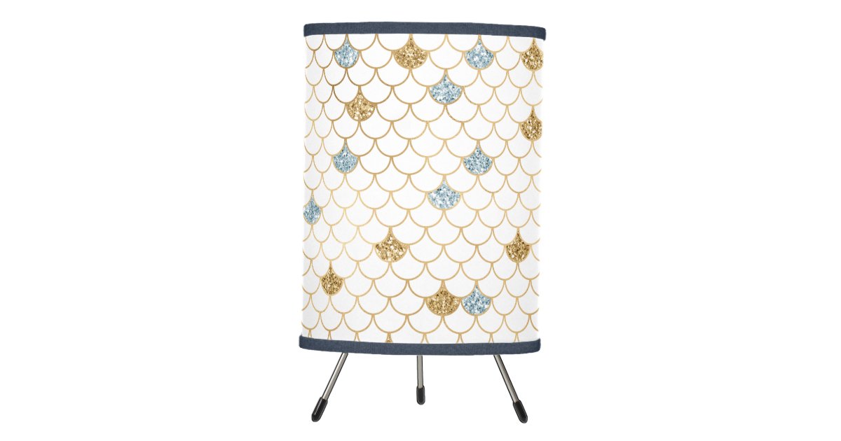 Gold Aqua Turquoise Glitter Sparkle Mermaid Tripod Lamp | Zazzle