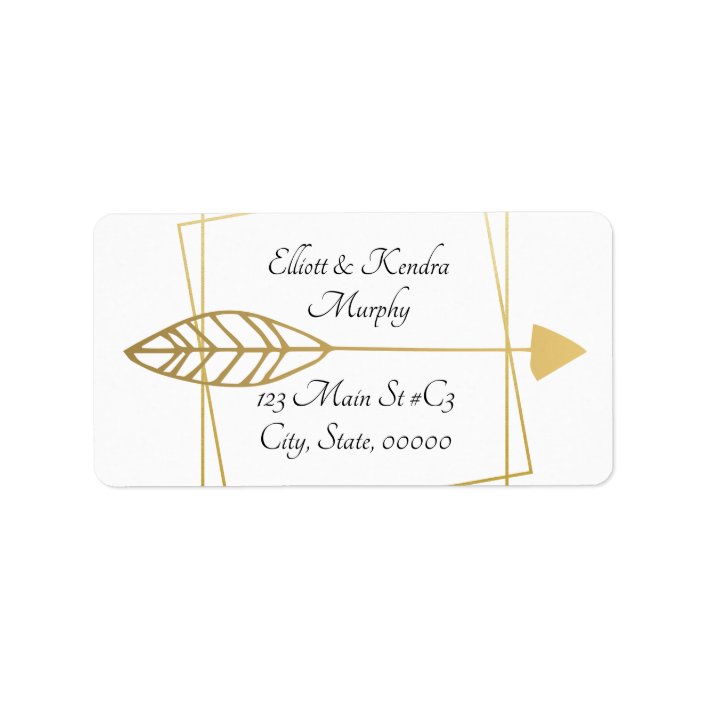 Gold Arrow & Geometric Personalized Address Label | Zazzle.com