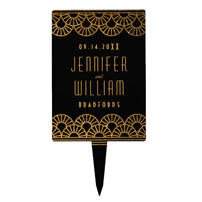 Gold Art Deco Fans Wedding Reception Cake Topper | Zazzle