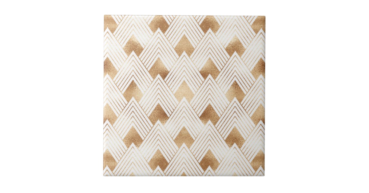Gold Art Deco Pattern Ceramic Tile | Zazzle