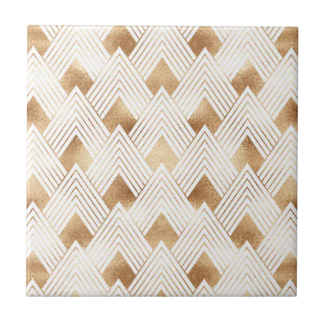 Gold Art Deco Pattern Ceramic Tile | Zazzle