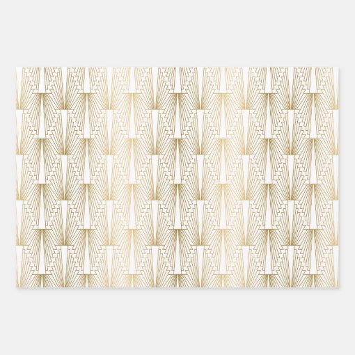 Gold art-deco pattern custom background wrapping paper sheets | Zazzle