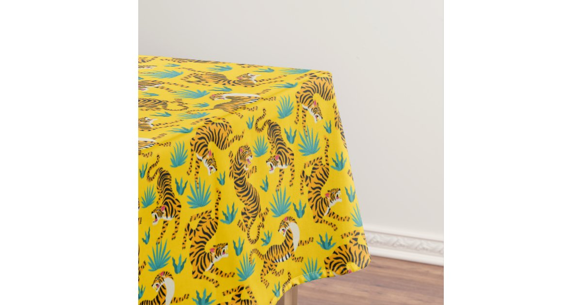 Gold Asian Tiger Pattern Tablecloth | Zazzle