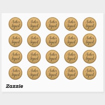 Gold Author Signed Modern Book Sales Classic Round Sticker | Zazzle