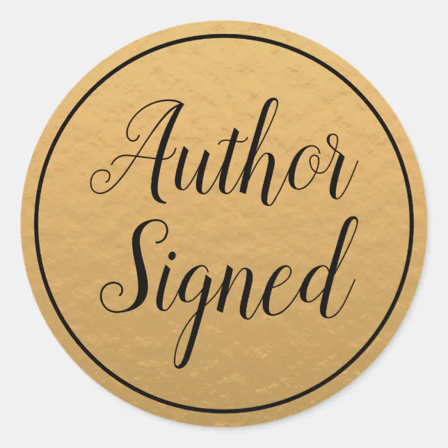 Gold Author Signed Modern Book Sales Classic Round Sticker | Zazzle
