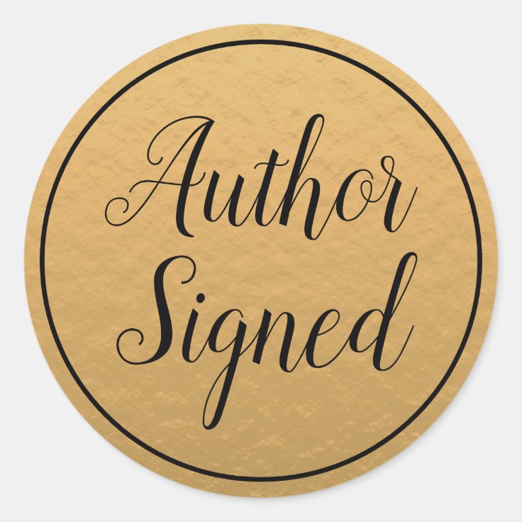 Gold Author Signed Modern Book Sales Classic Round Sticker | Zazzle