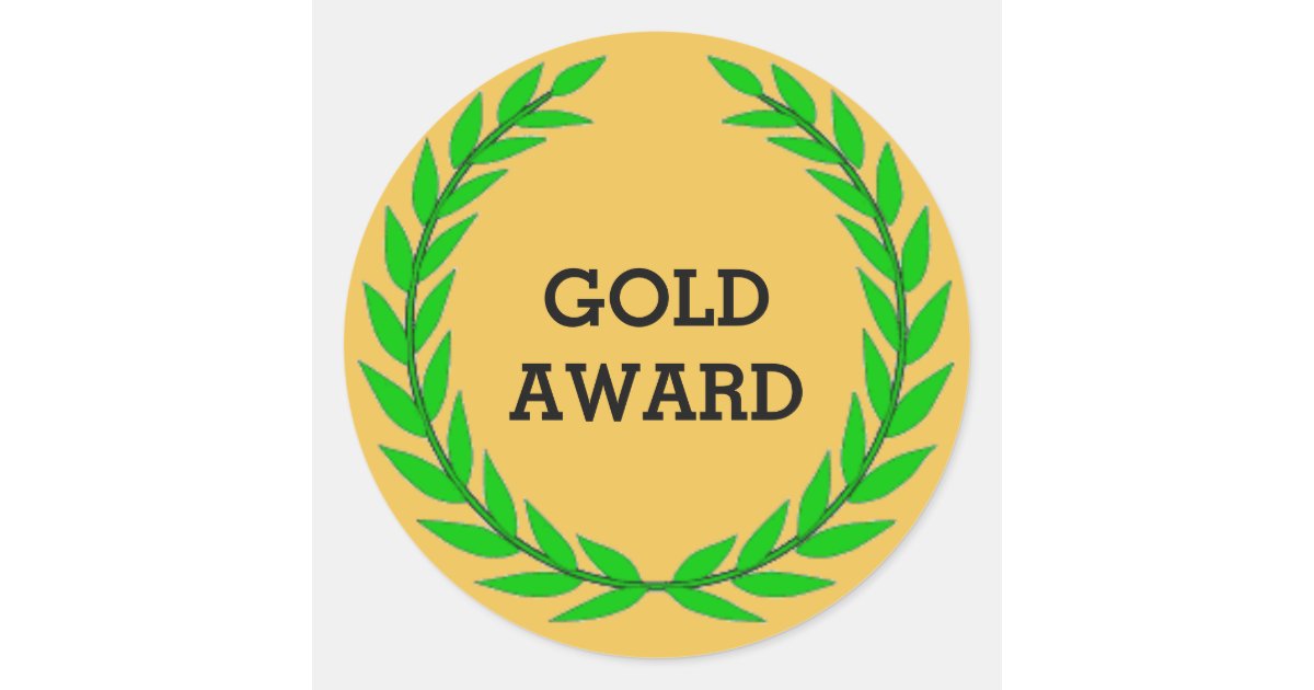 GOLD AWARD CLASSIC ROUND STICKER | Zazzle