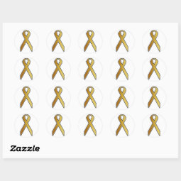 Gold Awareness Ribbon Classic Round Sticker | Zazzle