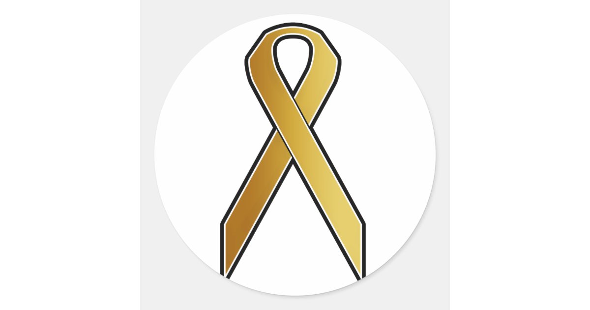 Gold Awareness Ribbon Classic Round Sticker | Zazzle