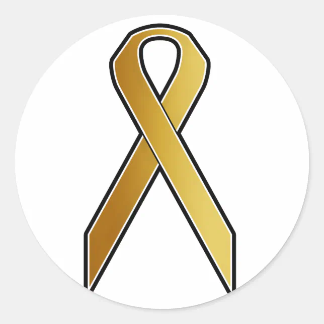 Gold Awareness Ribbon Classic Round Sticker | Zazzle