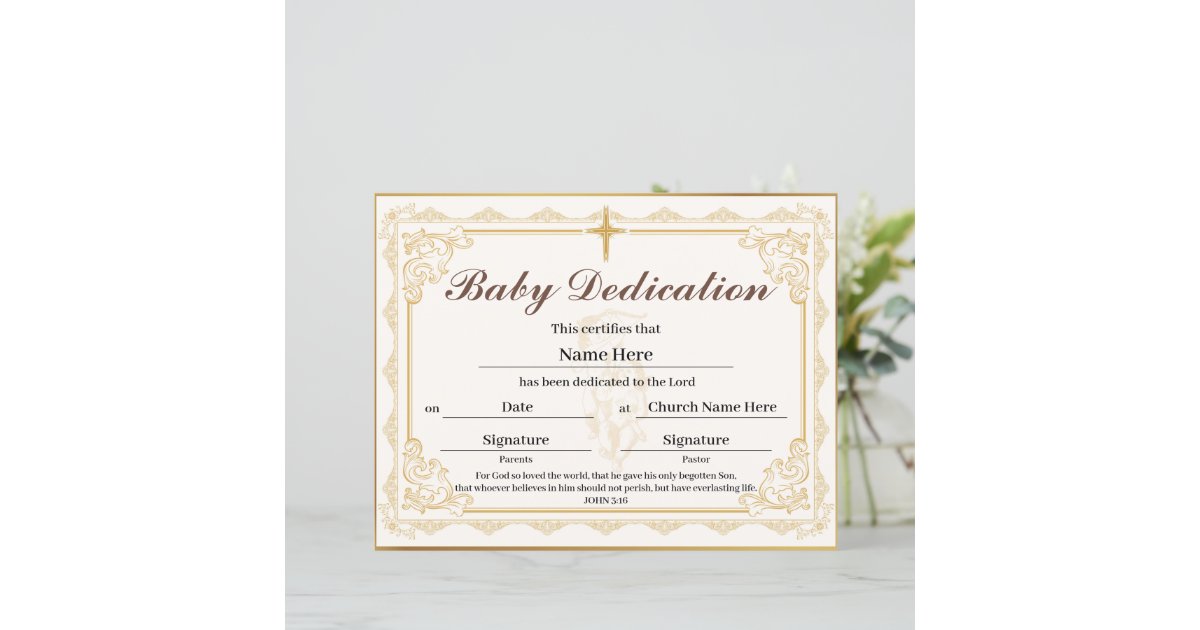 Gold Baby Dedication Certificate | Zazzle Gold Baby Dedication Certificate | Zazzle