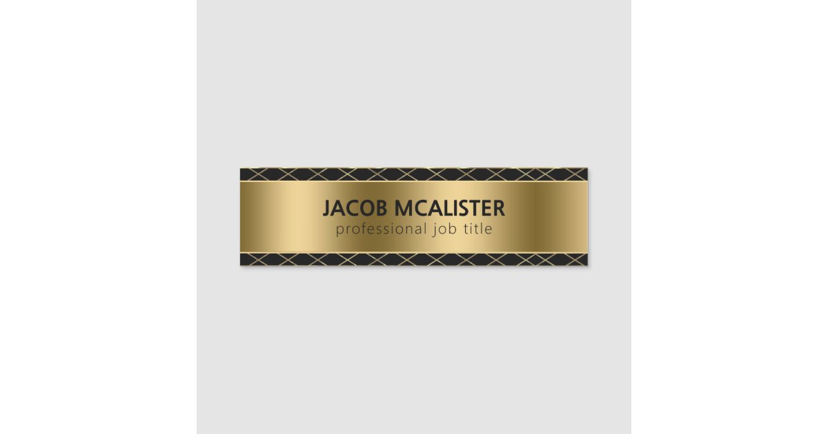 Gold Background & Crossed lines Name Tag | Zazzle