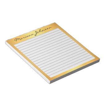 gold background with lines notepad | Zazzle