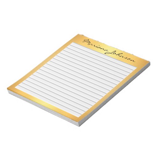 gold background with lines notepad | Zazzle