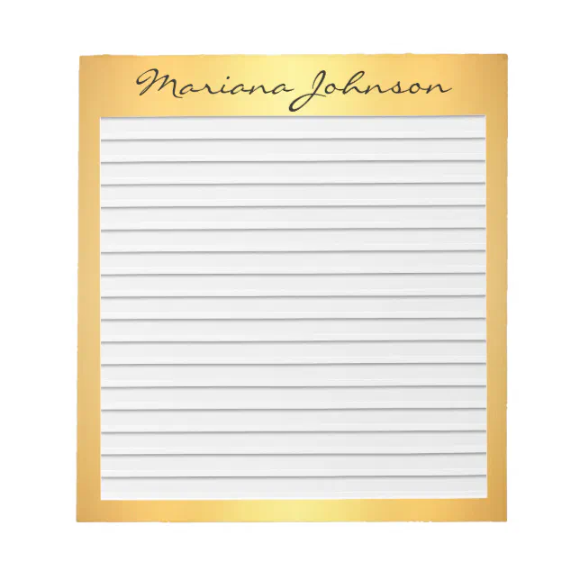 gold background with lines notepad | Zazzle