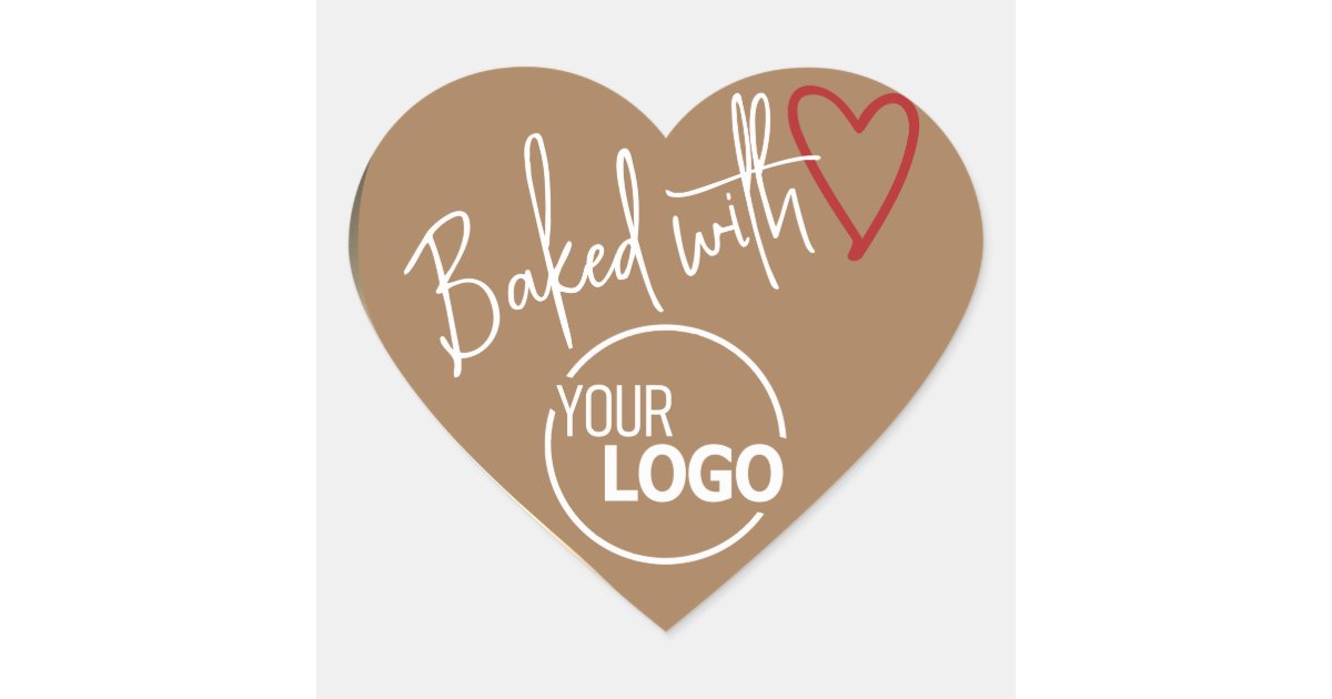 Gold Baked with Love Homemade Baking Logo Template Heart Sticker | Zazzle