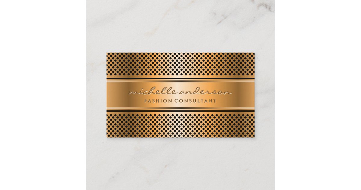 Gold Banner | Metallic Gold Perforated Mesh Business Card | Zazzle