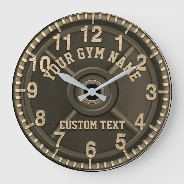 Gold Bar Bell Custom Gym Clock | Zazzle