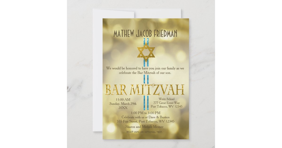 Gold Bar Mizvah Invitation | Zazzle