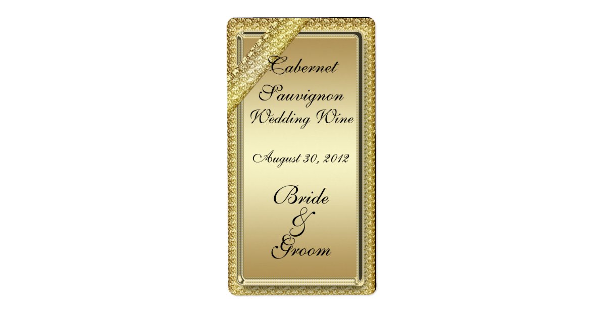 Gold Bar Wedding Wine Label | Zazzle