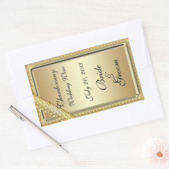Gold Bar Wedding Wine Label Sticker | Zazzle