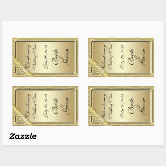 Gold Bar Wedding Wine Label Sticker | Zazzle