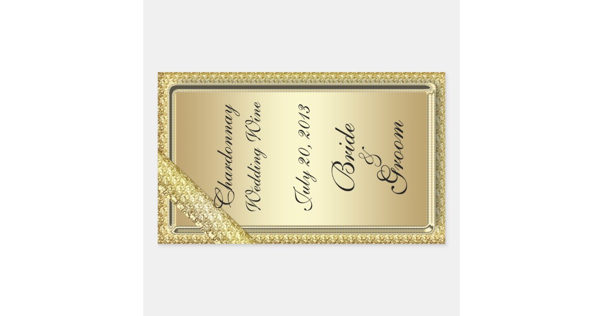 Gold Bar Wedding Wine Label Sticker | Zazzle