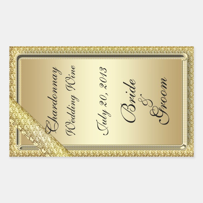 Gold Bar Wedding Wine Label Sticker | Zazzle.com