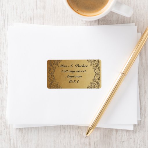 Gold Baroque ornate Elegant Address labels | Zazzle