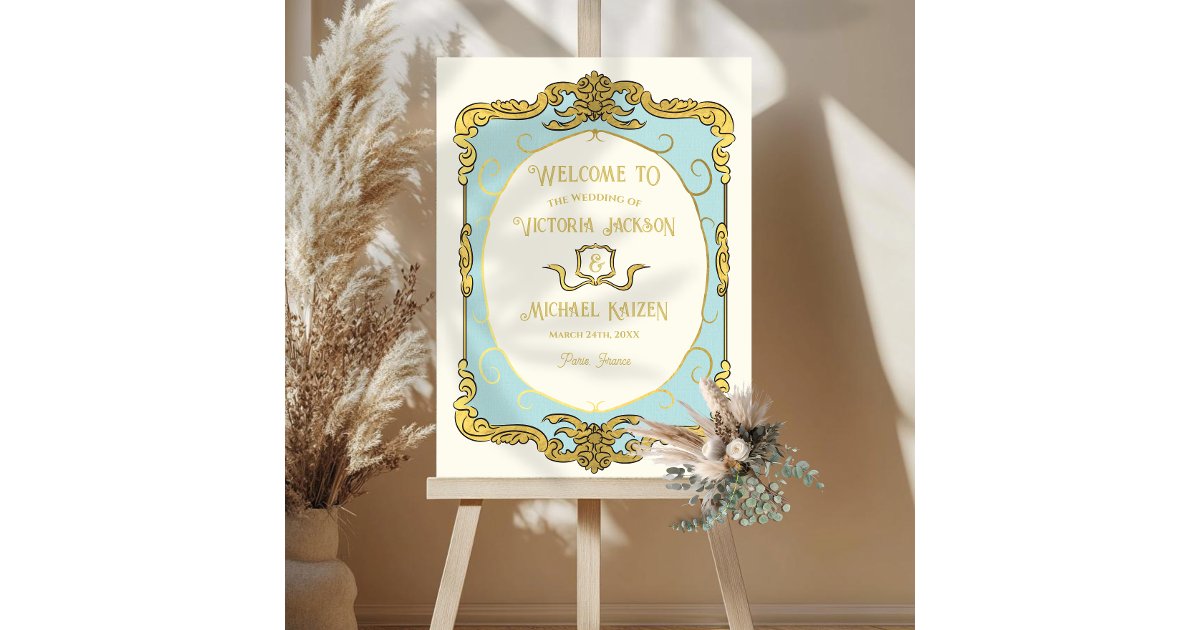 Gold Baroque Regency Gold Wedding Welcome Sign | Zazzle
