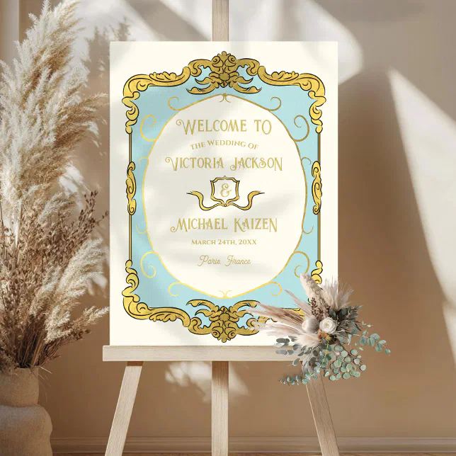 Gold Baroque Regency Gold Wedding Welcome Sign | Zazzle