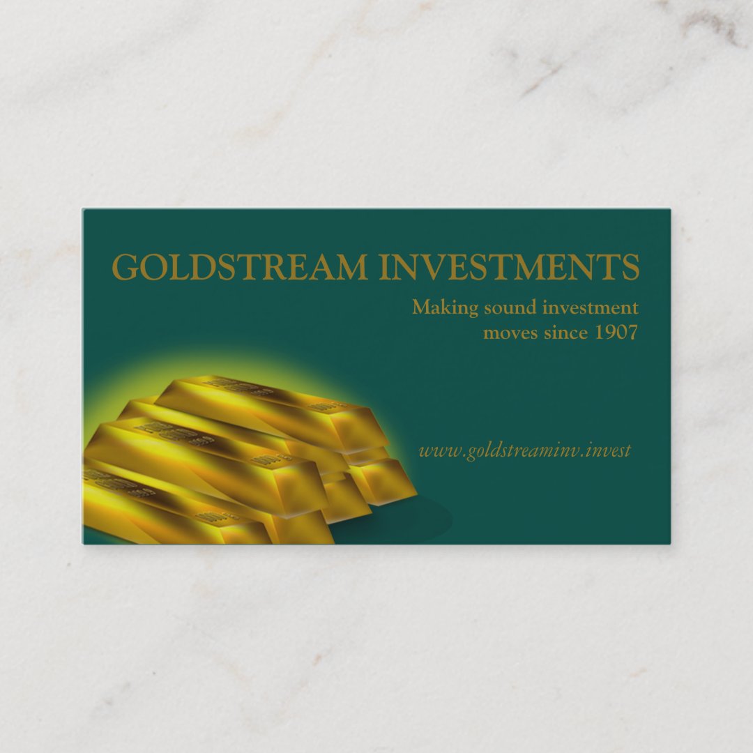 Gold Bars Investor Investment Banker Business Card | Zazzle