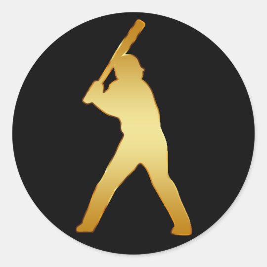 GOLD BASEBALL PLAYER CLASSIC ROUND STICKER | Zazzle.com