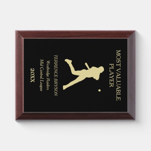 Gold Baseball Player Template MVP Award Plaque | Zazzle