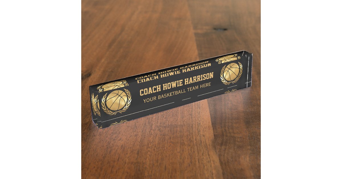 Gold Basketball Coach Name Plate | Zazzle