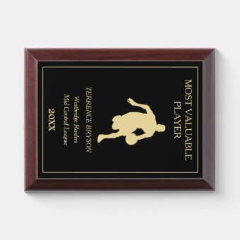 Gold Basketball Player Template MVP Award Plaque | Zazzle