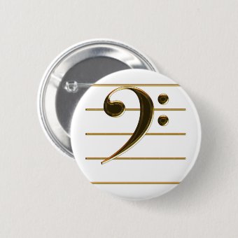 Gold Bass Clef Music Note Button | Zazzle
