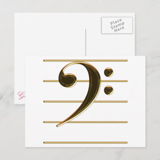 Gold Bass Clef Music Note Postcard | Zazzle